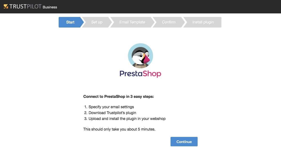 How to integrate Trustpilot into PrestaShop website